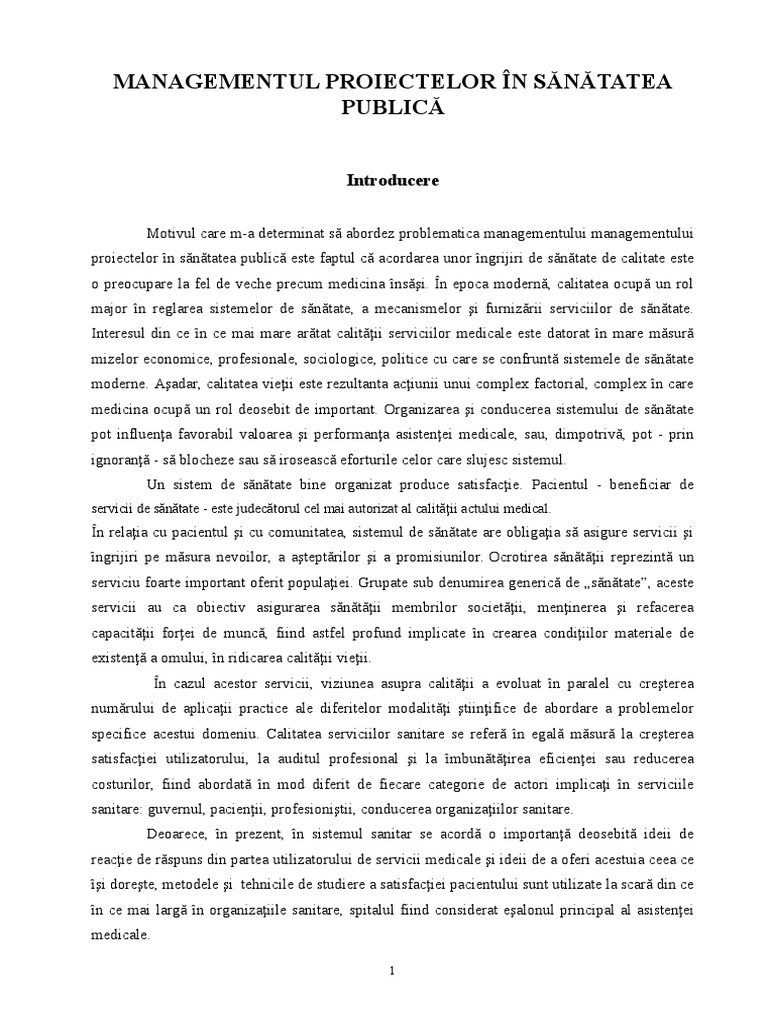 Proiecte in Sanatatea Publica | PDF
