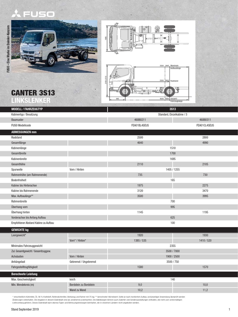 FUSO Canter Technische Daten PDF | PDF