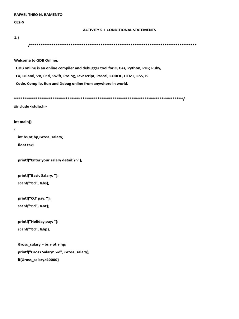 C Conditional Statements Examples | PDF