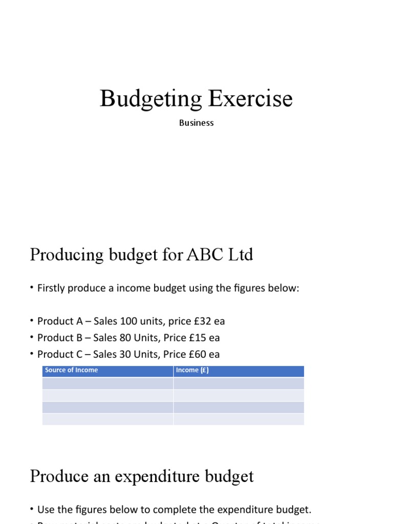 Budgeting Exercise | PDF