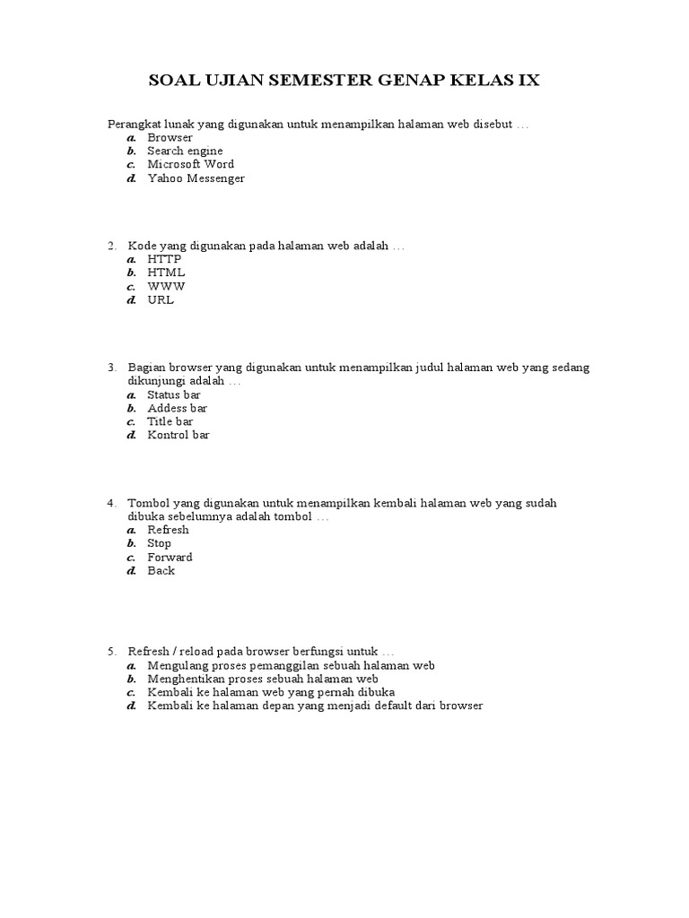 Soal Uas Kelas Ix | PDF