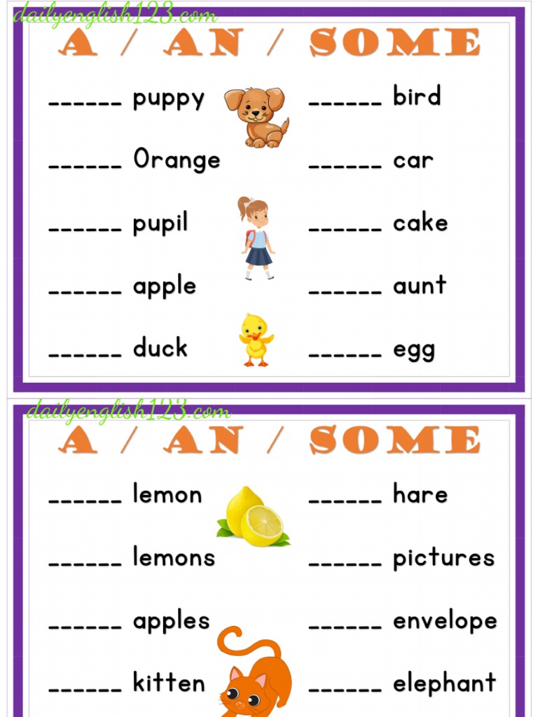 A An Some Worksheet 18p | PDF