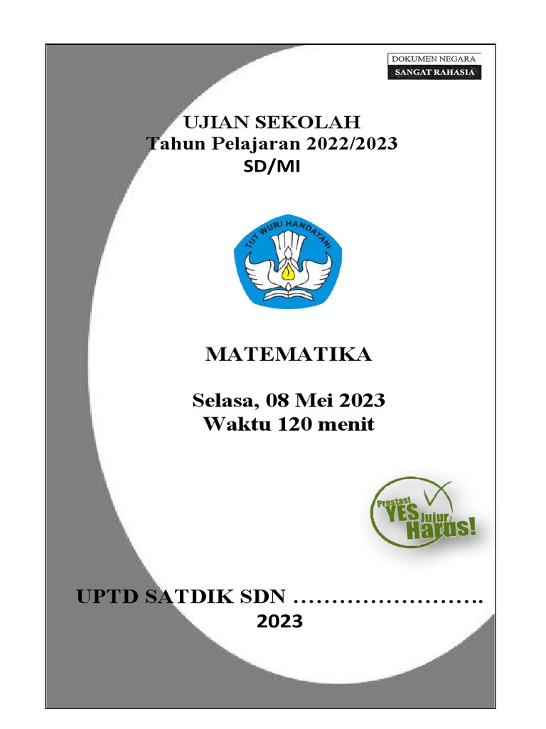 Soal US Matematika Kelas 6 2023 | PDF