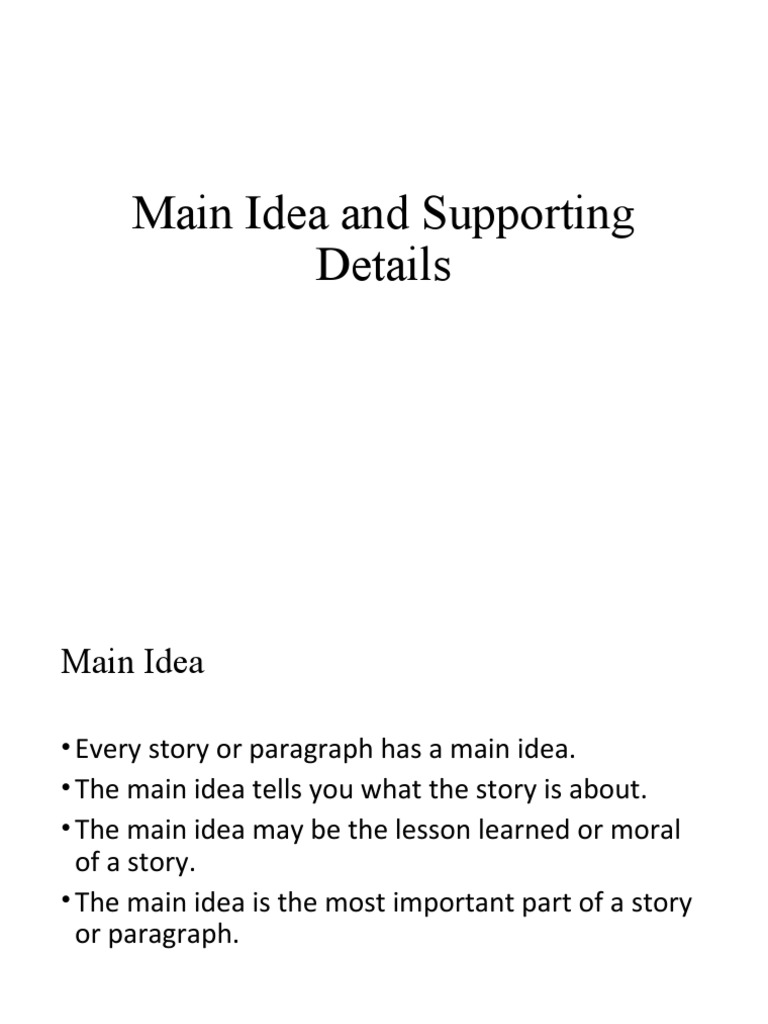 Main Idea PowerPoint PDF