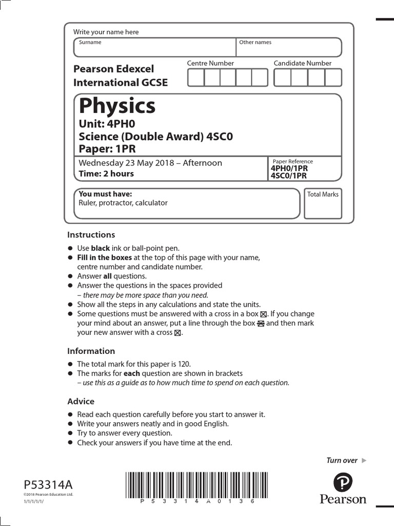 June 2018 (R) QP - Paper 1P Edexcel Physics IGCSE | PDF | Mirror | Metrology