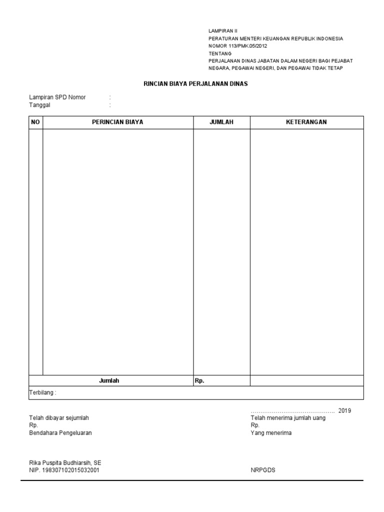 SPJ Kuitansi, Riil, SPTJM PEMULANGAN PGDS | PDF