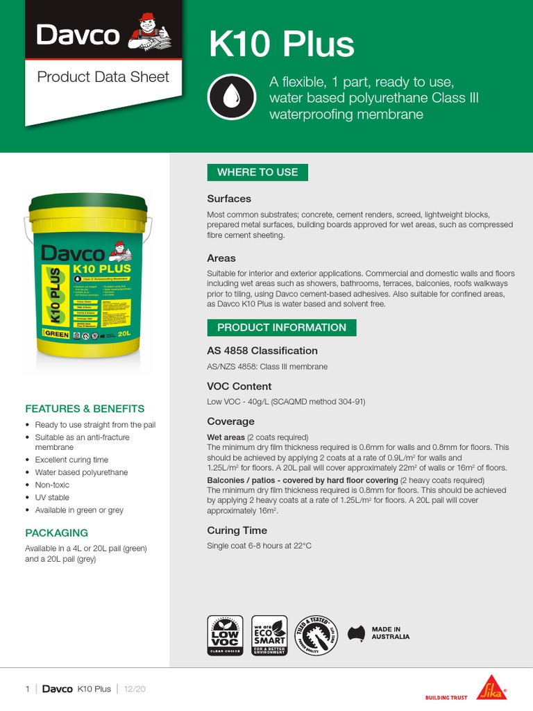 K10 Plus Waterproofing Membrane Guide | PDF | Concrete | Materials