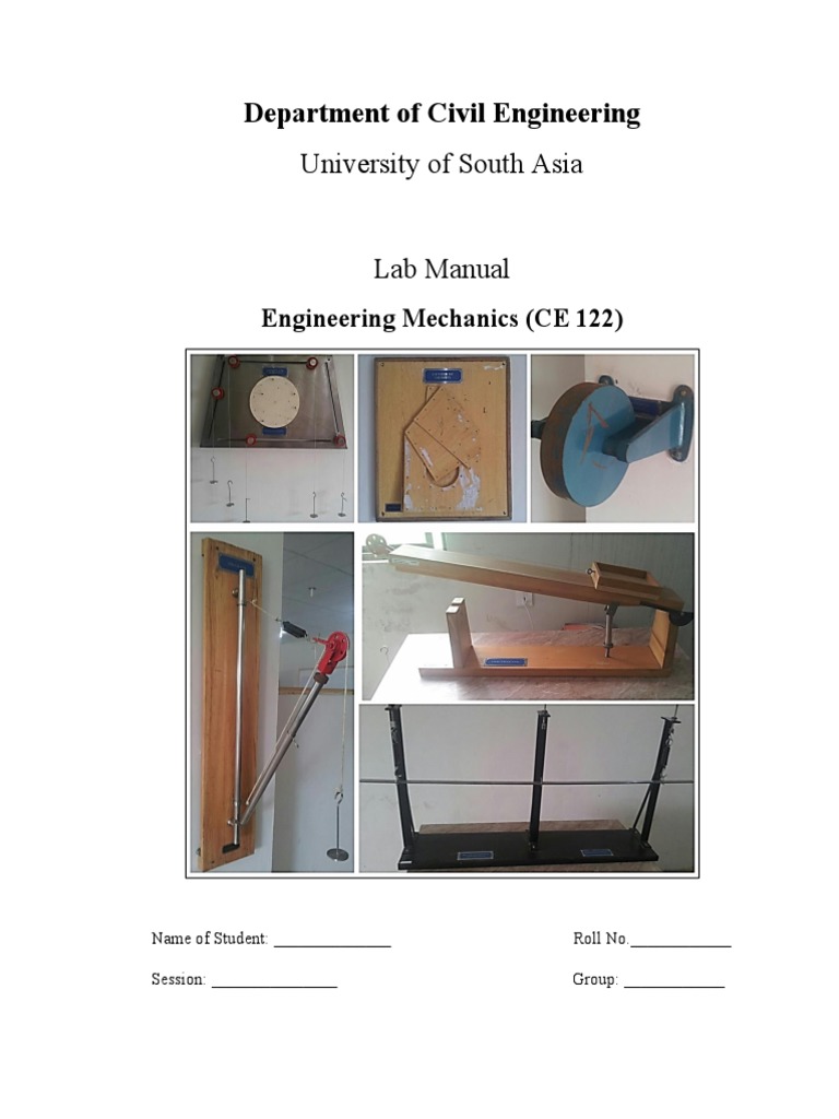 Engineering Mechanics Lab Manual | PDF | Crane (Machine) | Friction