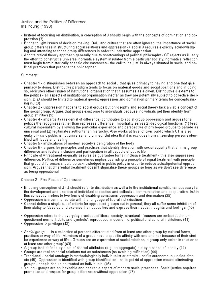 Justice and the Politics of Difference | PDF | Social Equality ...