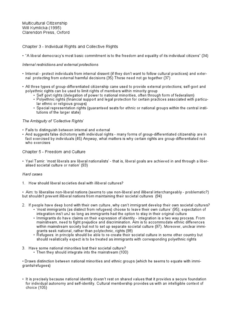 Multicultural Citizenship | PDF | Liberalism | Minority Group