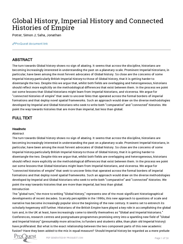 SAHA Global and Imperial History | PDF