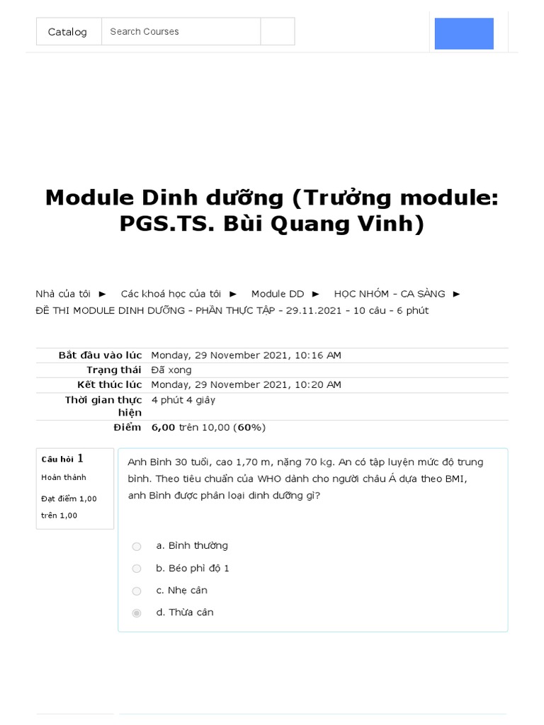 Thực tập Dinh dưỡng Y19 PDF | PDF