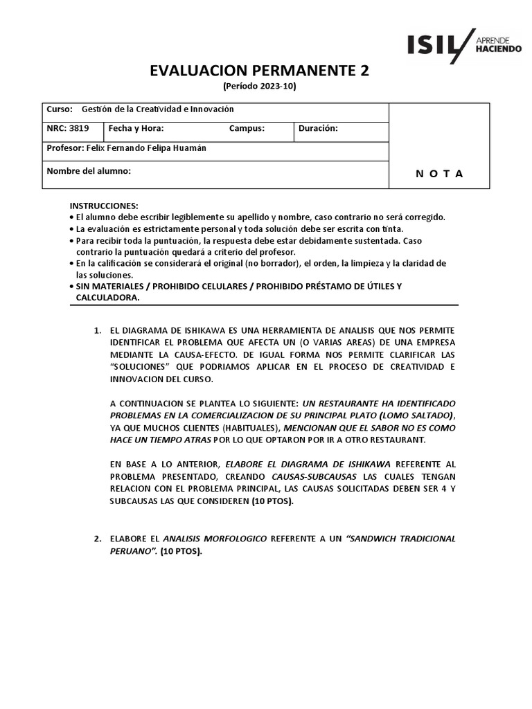 3819 - Gestion de La Creatividad e Innovacion - Felipa - EP2 | PDF