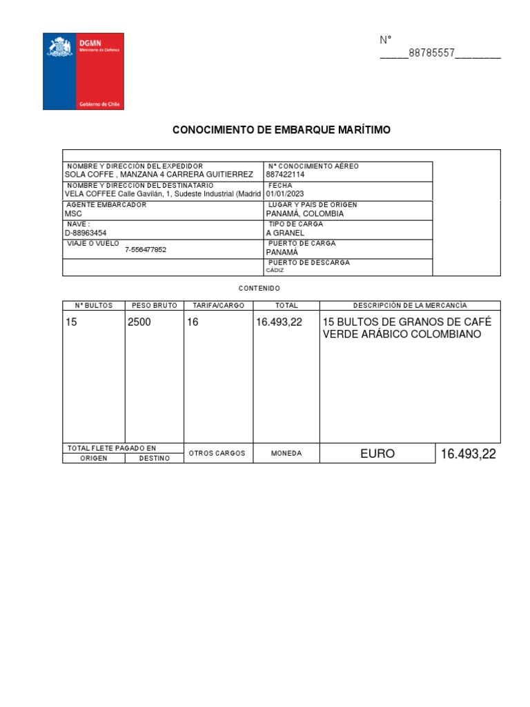 Conocimiento de Embarque Maritimo | PDF