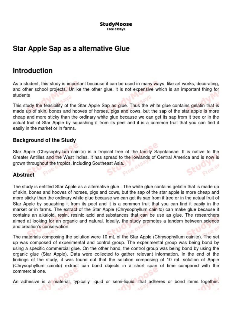 Star Apple Sap: A Natural Glue Alternative | PDF | Home & Garden | Wellness
