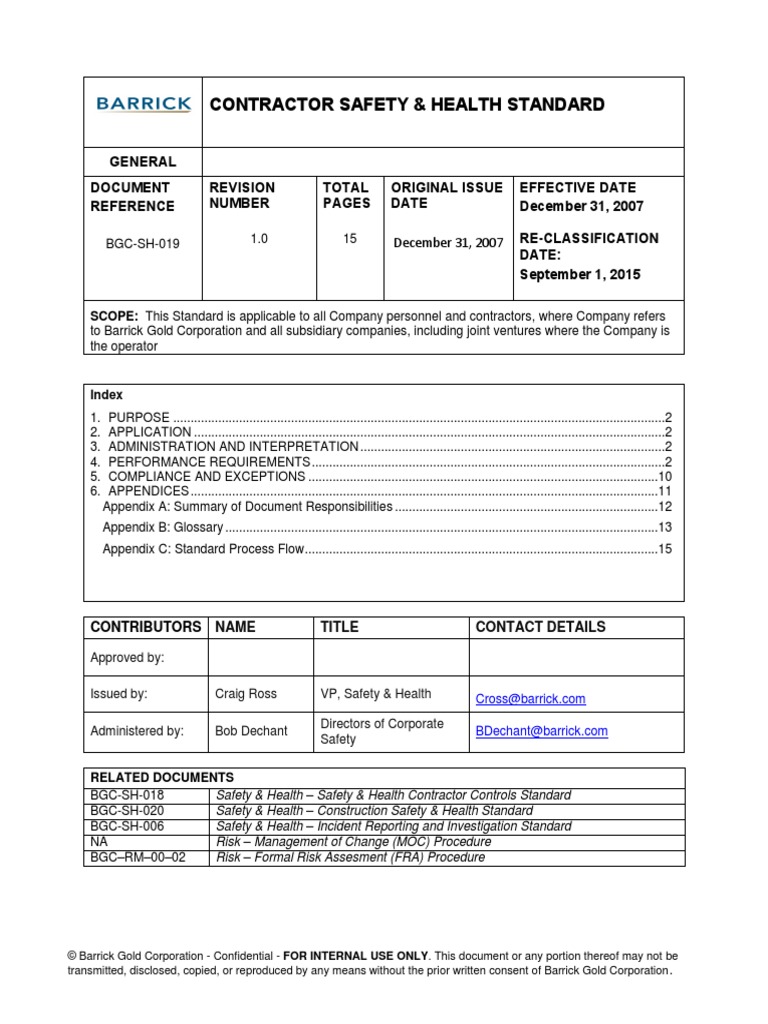 Contractor Safety and Health Standard | PDF | Employment | Occupational ...