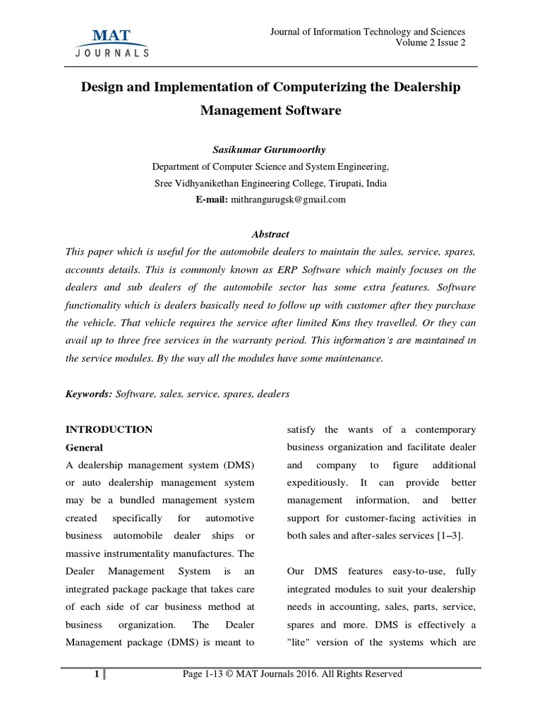Design and Implementation of Computerizing The Dealership Management Software | PDF | Php ...