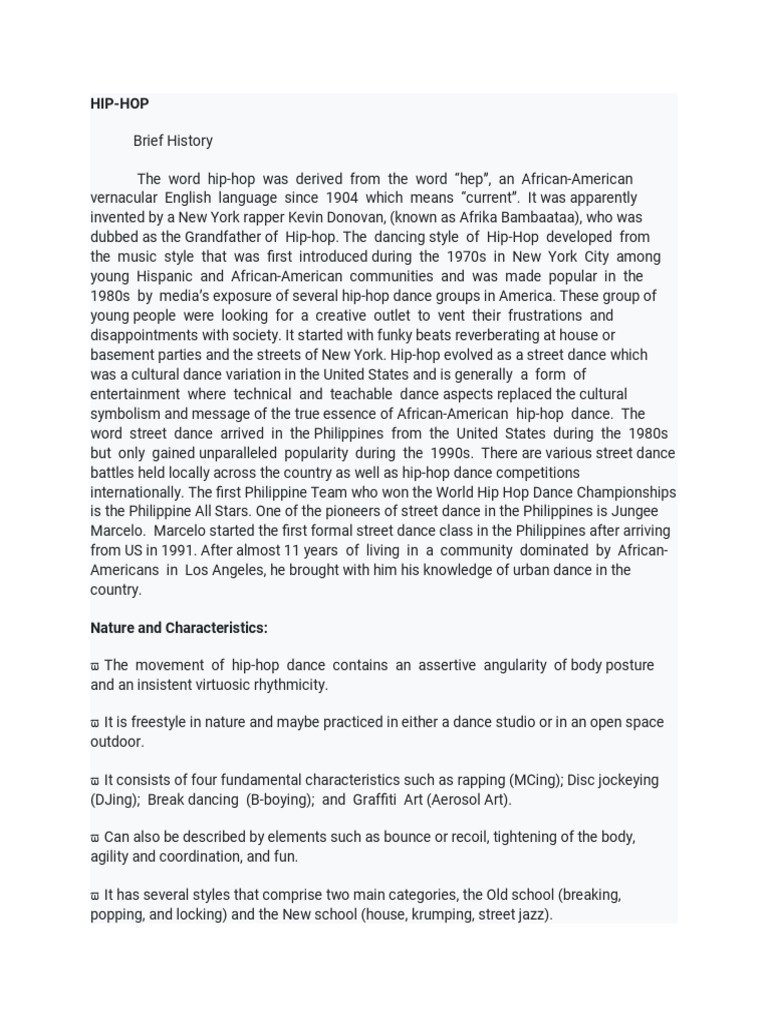 A Brief History and Analysis of Hip-Hop Dance: Exploring its Origins, Styles, Elements and ...