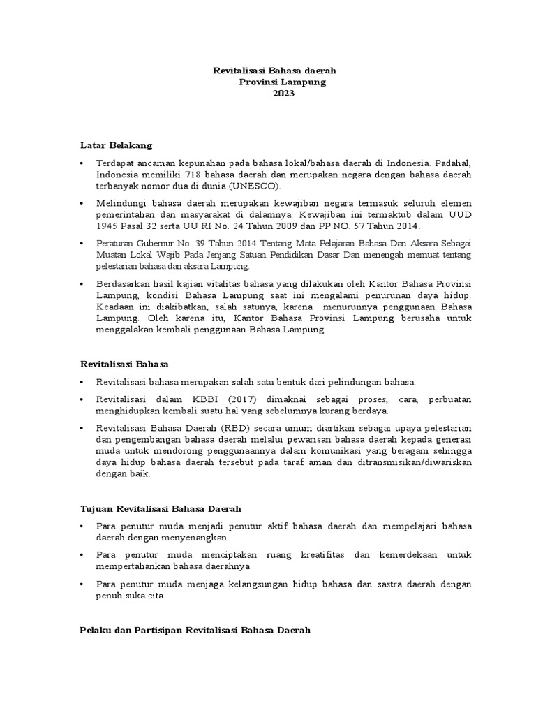 Revitalisasi Bahasa Daerah | PDF