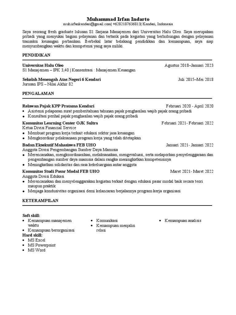 CV Irfan Perbankan | PDF