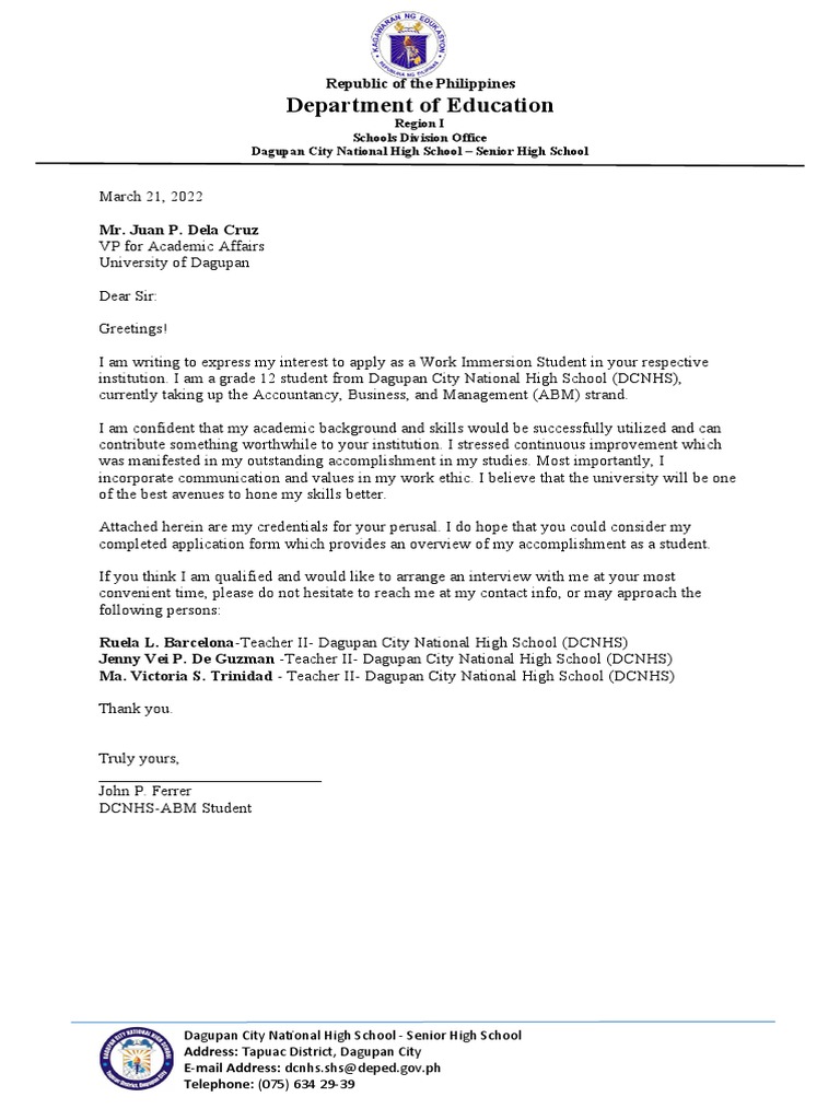 Application Letter Sample | PDF