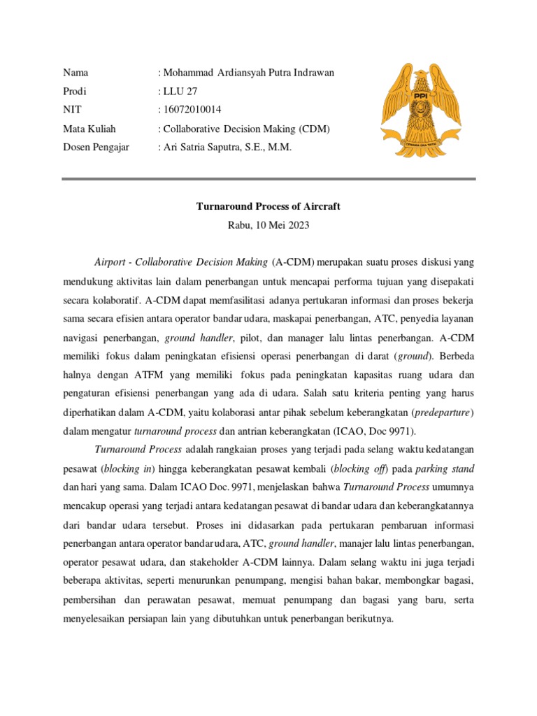 M. Ardiansyah - What Is Turnaround Process in Aviation | PDF