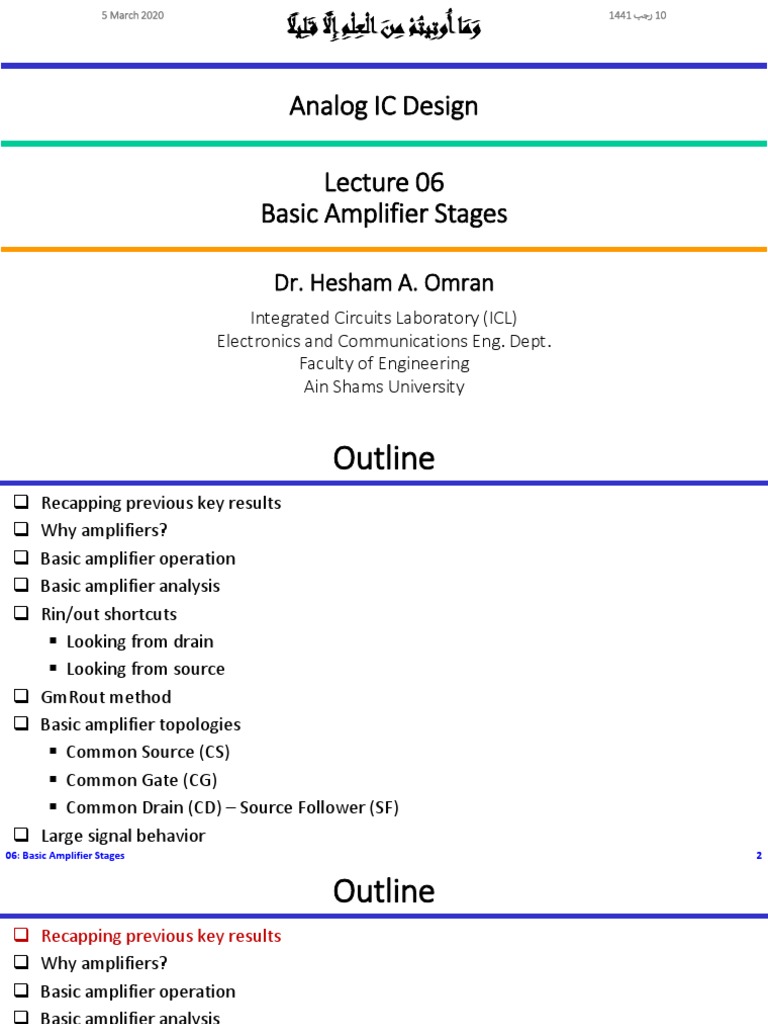 Aic Lec 06 Basic Amplifiers v01 PDF | PDF | Amplifier | Electrical Network