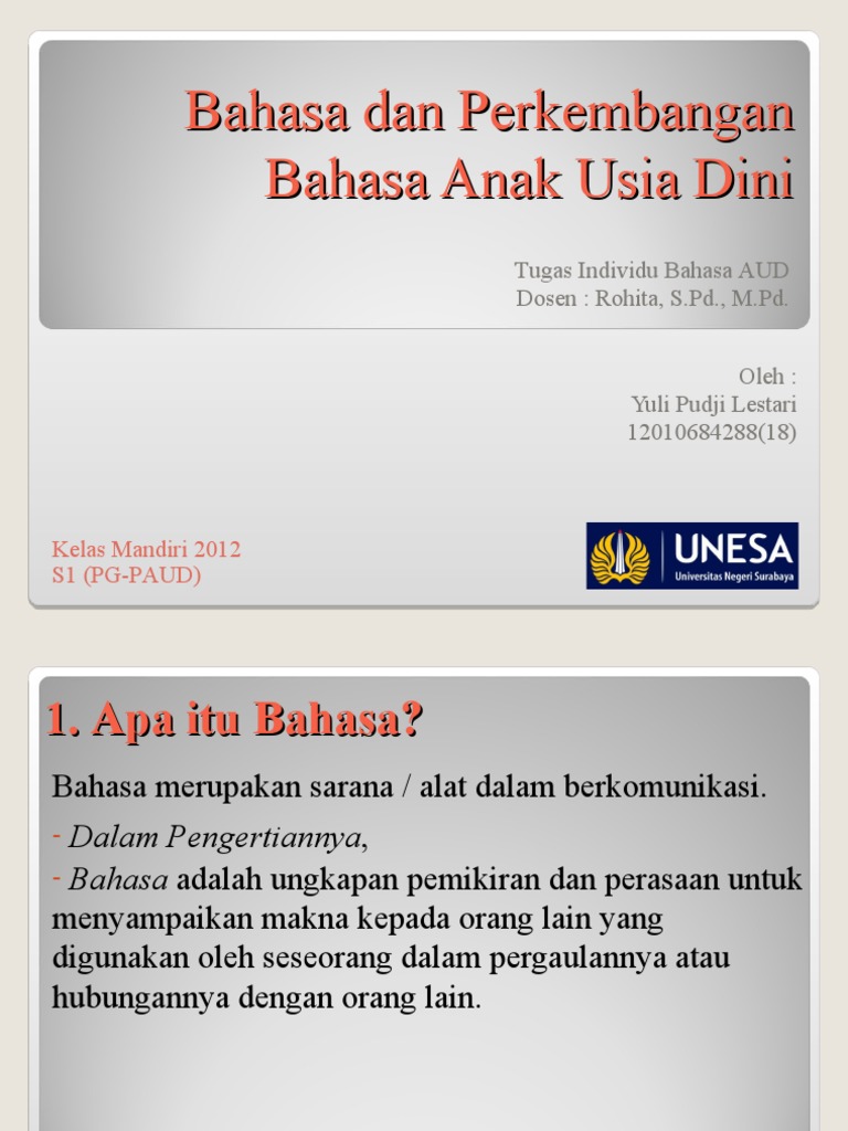 Pengembangan Bahasa Anak Usia Dini | PDF