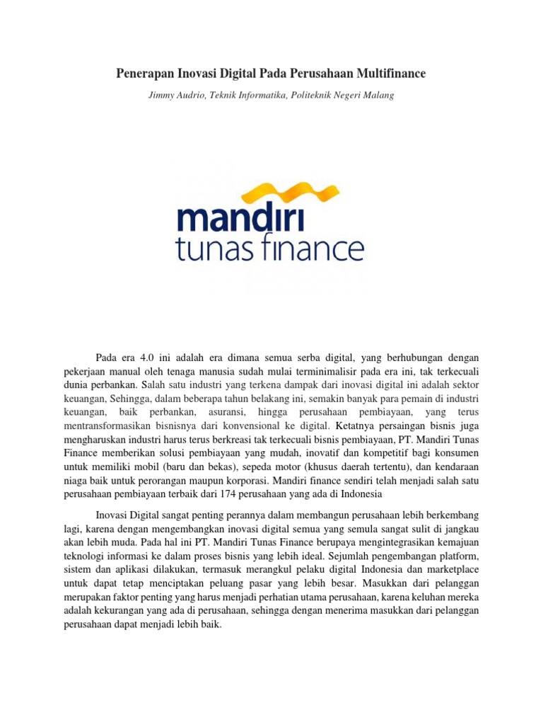 Inovasi Digital di Perusahaan Multifinance | PDF | Bisnis