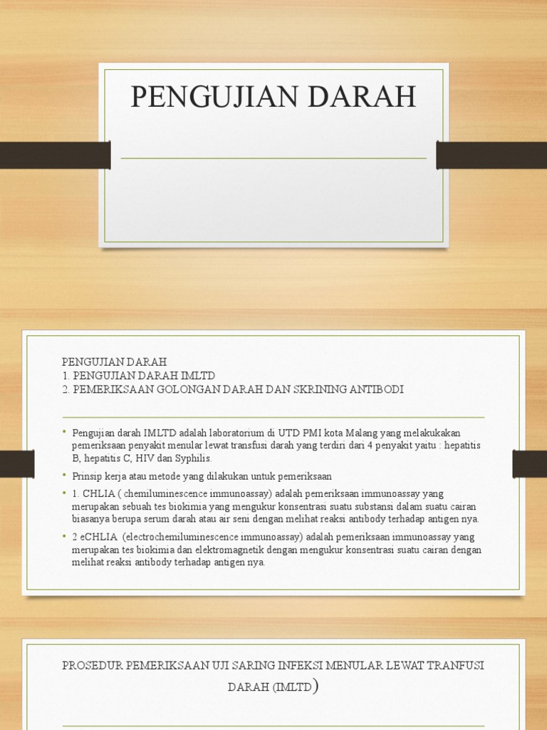 Pengujian Darah IMLTD dan Metode eCHLIA | PDF
