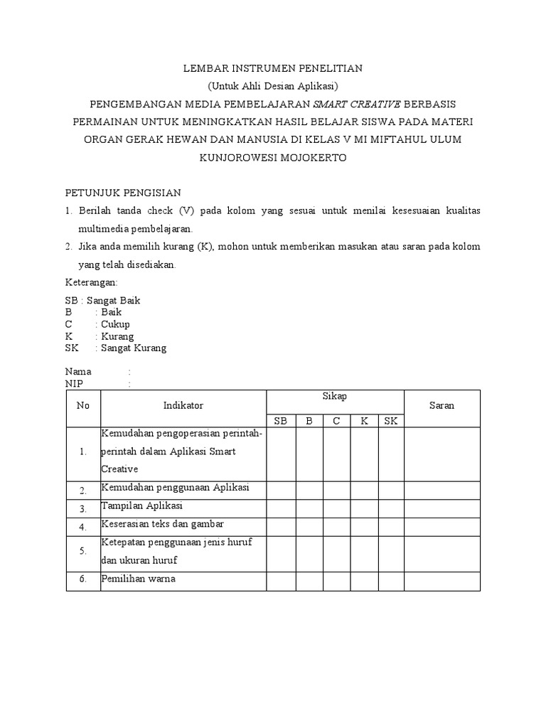 LEMBAR INSTRUMEN PENELITIAN RND PDF | PDF