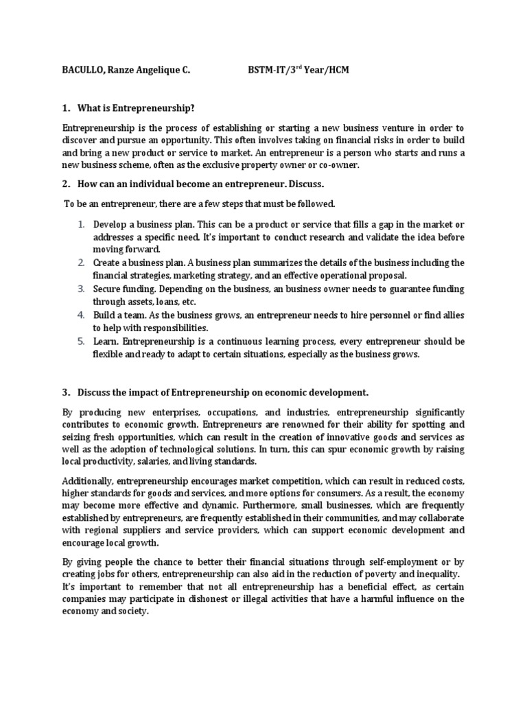 Bacullo - THC 109 | Download Free PDF | Entrepreneurship | Economic Growth