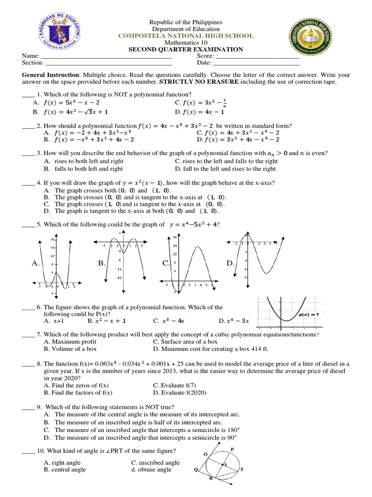 Math 10 - Quarter - 2 - Exam | PDF