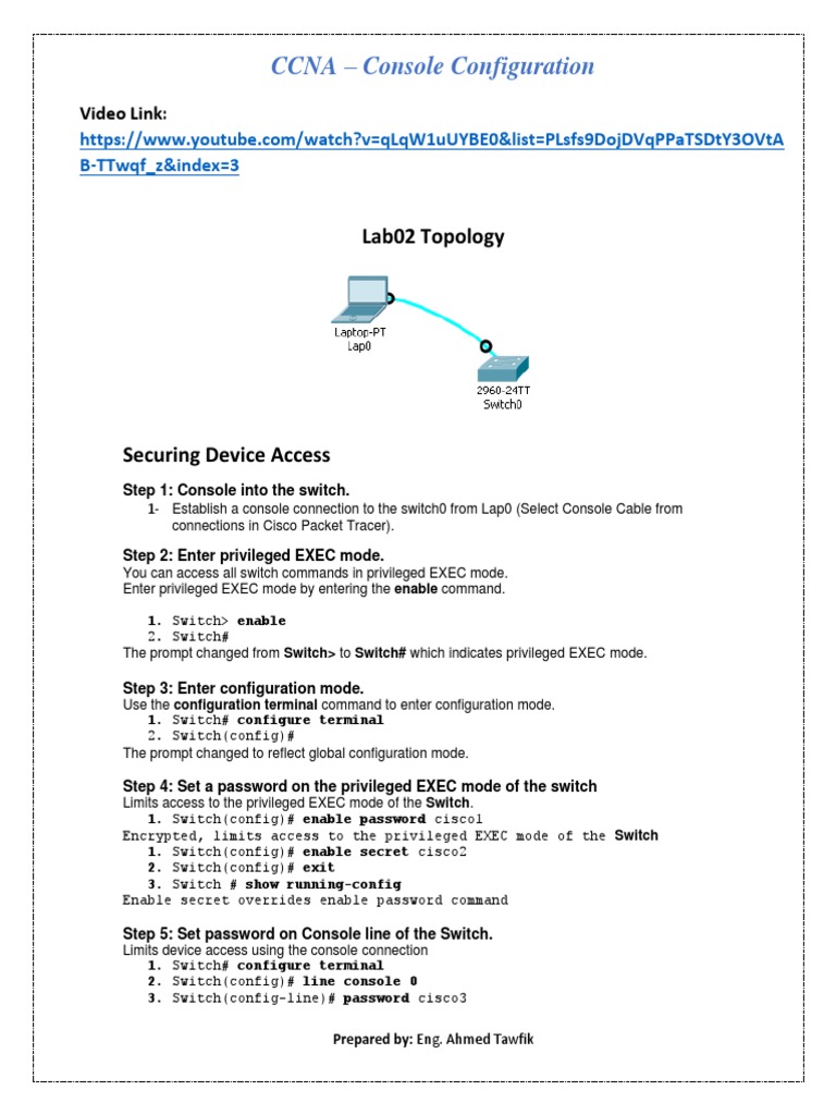 CCNA Console Configuration Guide | PDF
