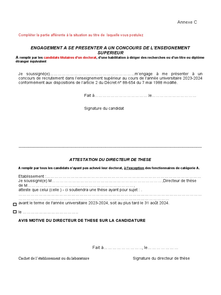 Annexe C - Engagement - Attestation 2023 | PDF