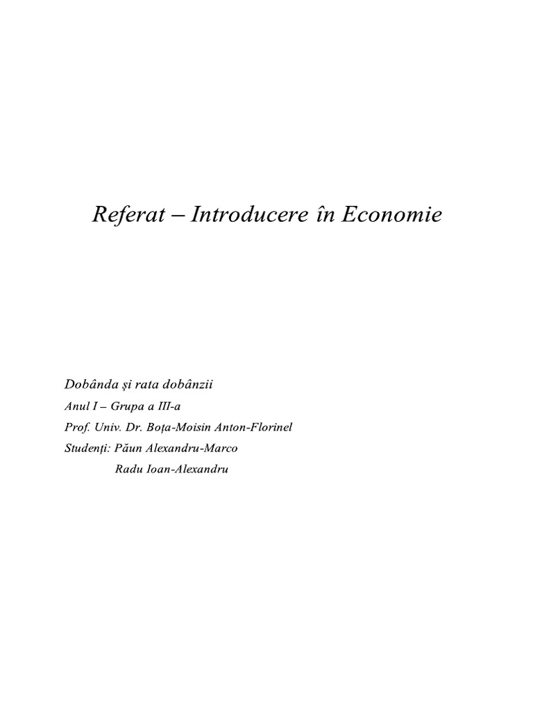 Dobânda Și Rata Dobânzii PDF | PDF