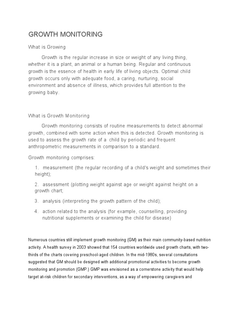 Growth Monitoring in Child Health | PDF | Body Mass Index | Health Care
