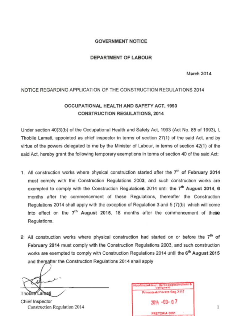 Government Notice Exemption CR 2014 | PDF
