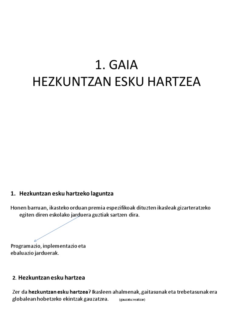 Hezkuntzan Esku Hartzea 1. Gaia | PDF