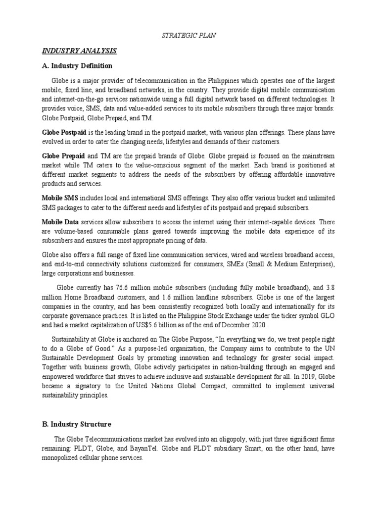 INDUSTRY ANALYSIS For Strategic Plan | PDF | Supply Chain | Mobile ...