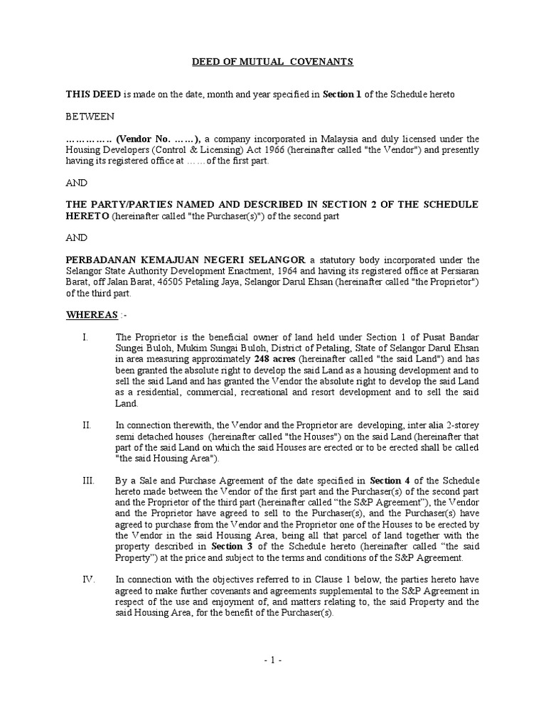 Deed of Mutual Covenants | PDF | Lease | Breach Of Contract