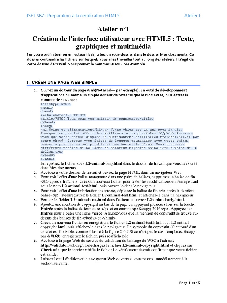 TP1 - Atelier 1 - 2 | PDF | HTML5 | Internet