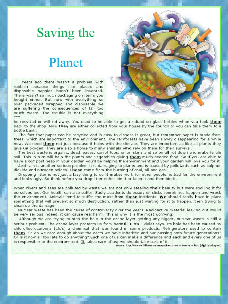 Saving The Planet Reading Comprehension Exercises - 6150 | PDF | Waste ...