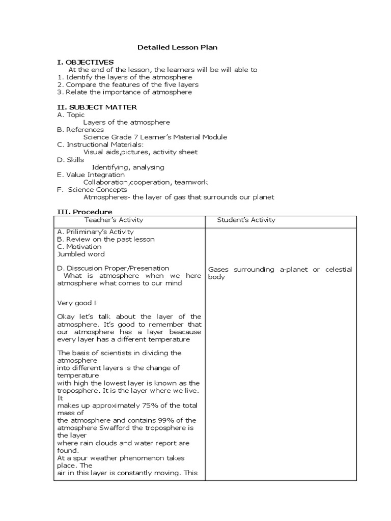 Exploring the Layers of Earth's Atmosphere: A Detailed Lesson Plan on ...
