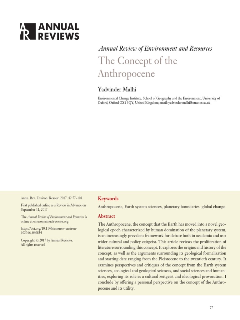 Malhi, Yadvinder (2017) - The Concept of The Anthropocene PDF | PDF ...