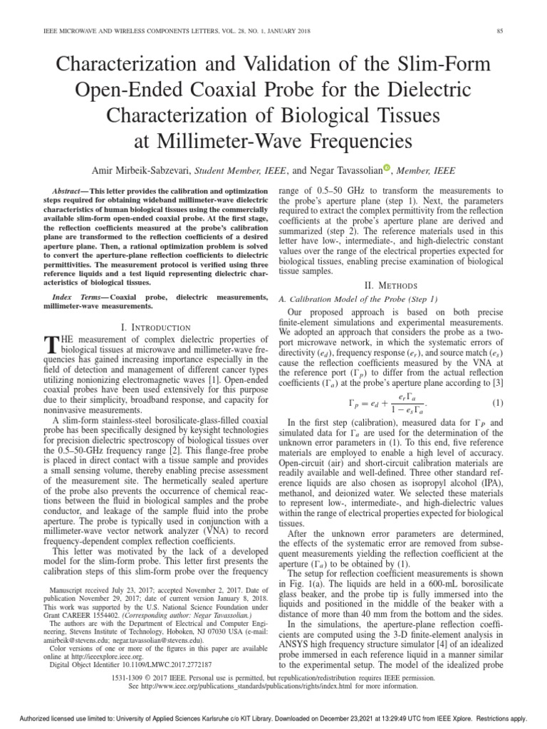Characterization and Validation of The Slim-Form Open-Ended Coaxial ... Characterization and Validation of The Slim-Form Open-Ended Coaxial ...