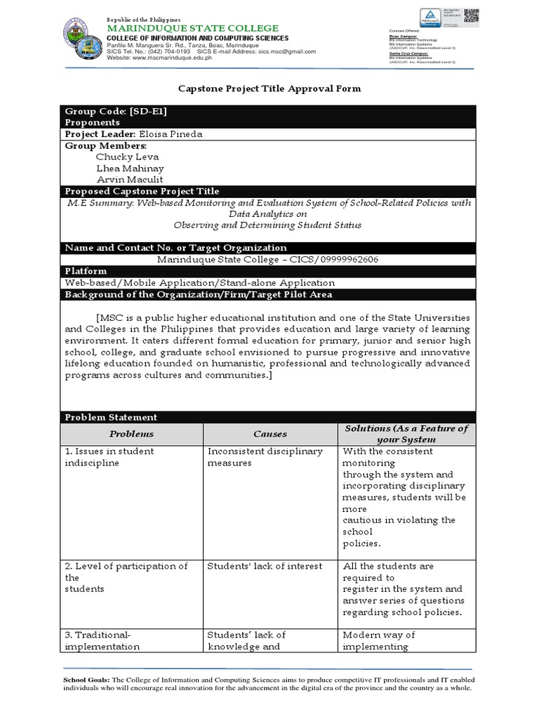 Group 3-Project-Title-Approval-Form | PDF | Information System | Information