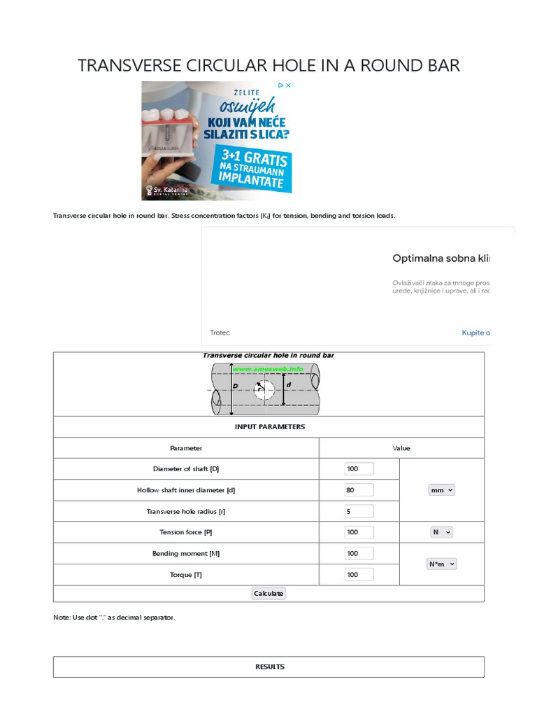 Stress Concentration For Transverse Circular Hole in A Round Bar | PDF ...