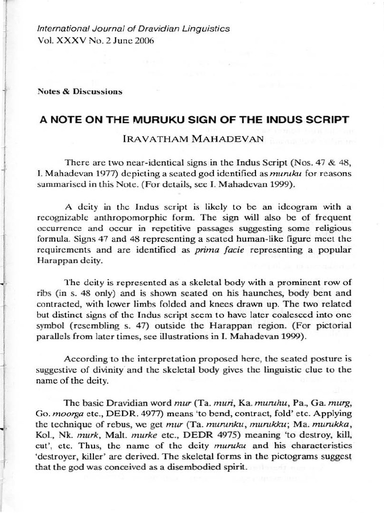 27-A-Note-on-the-Muruku-sign-of-the-Indus-script..pdf | PDF | South Asia