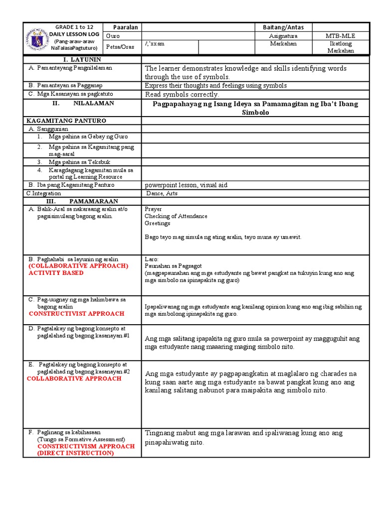 MTB Lesson Plan | PDF